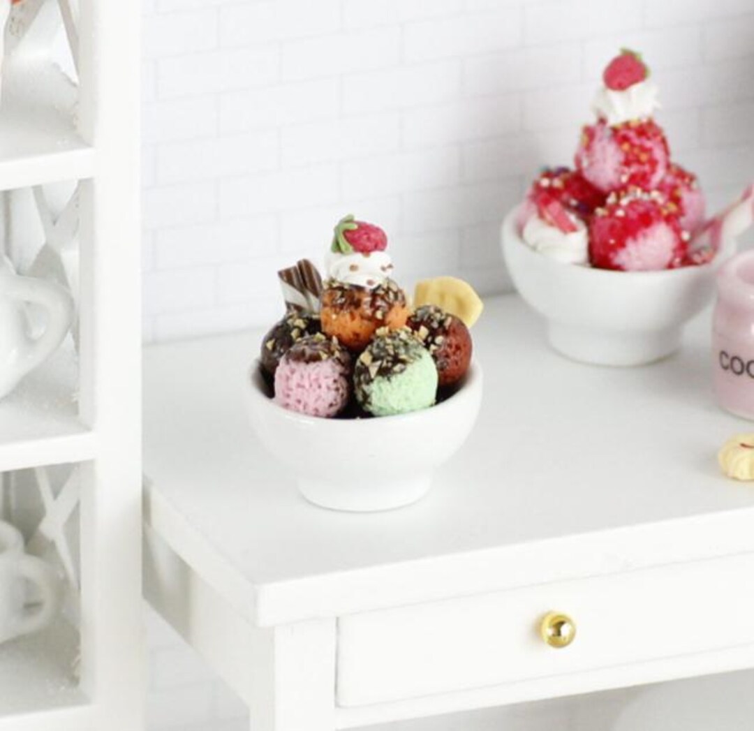 Dollhouse Miniature Chocolate Ice Cream Sundae 1:12 Scale - Etsy
