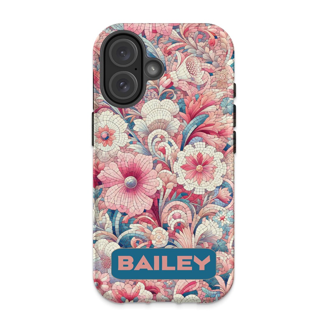 Personalized iPhone 16 Case, Custom Name iPhone 16 Plus Case, Mosaic ...