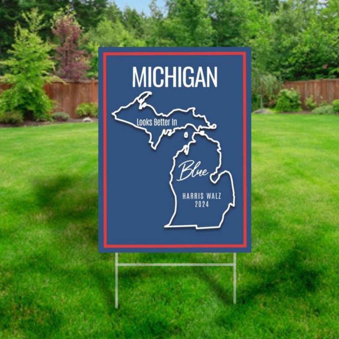 Michigan 2024 Swing State Yard Sign Paint It Blue Corrugated Plastic ...