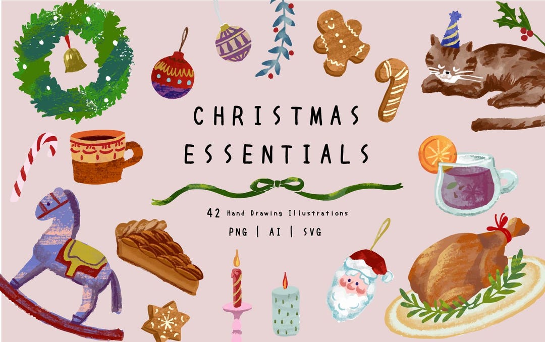Christmas Essentials Clipart Set 42 Illustrations PNG | AI | SVG - Etsy