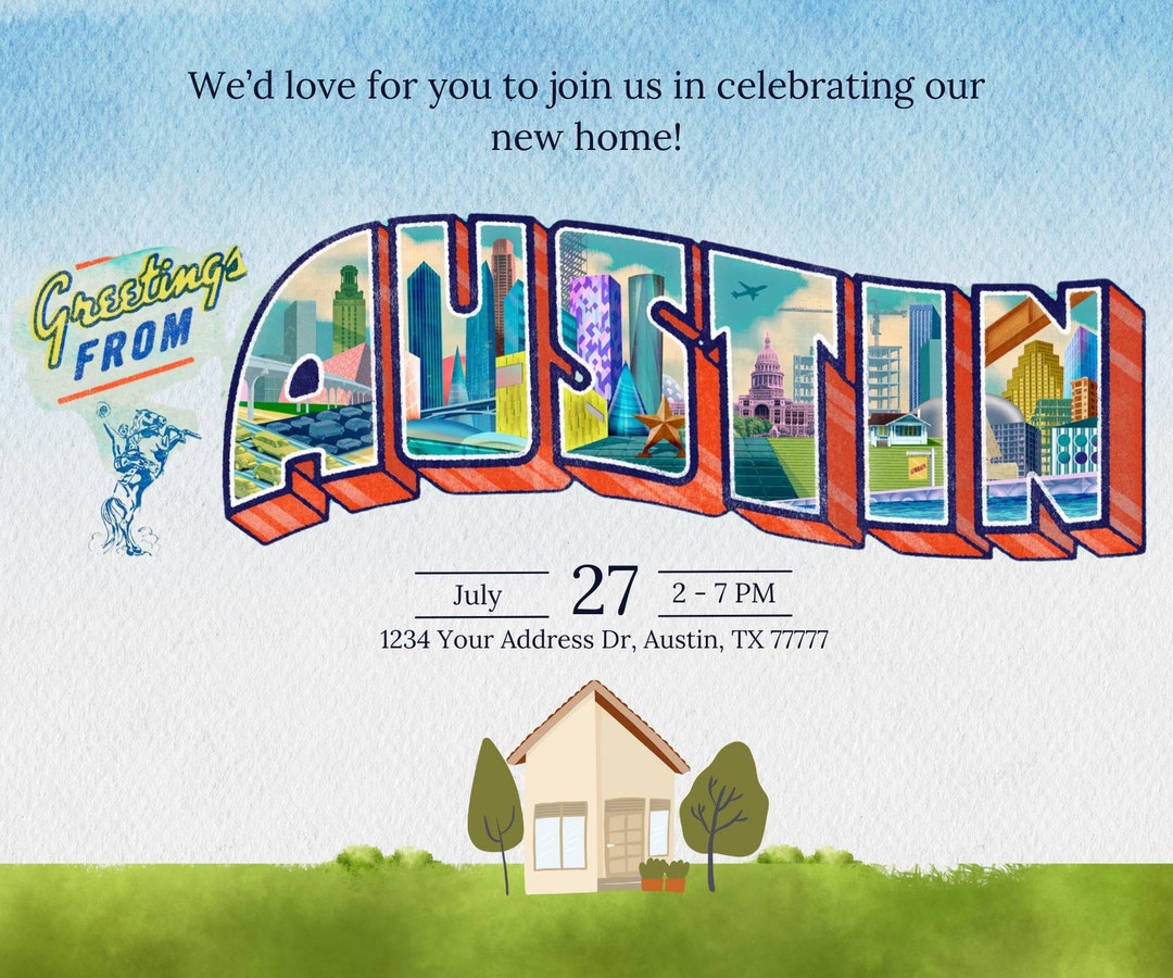Austin Housewarming Party Invitation Editable, House Warming Invite ...