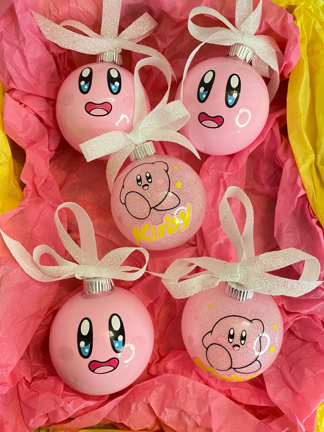 Handmade, Cute Pink Puffball Character Ornament, Holiday Seasonal Tree ...