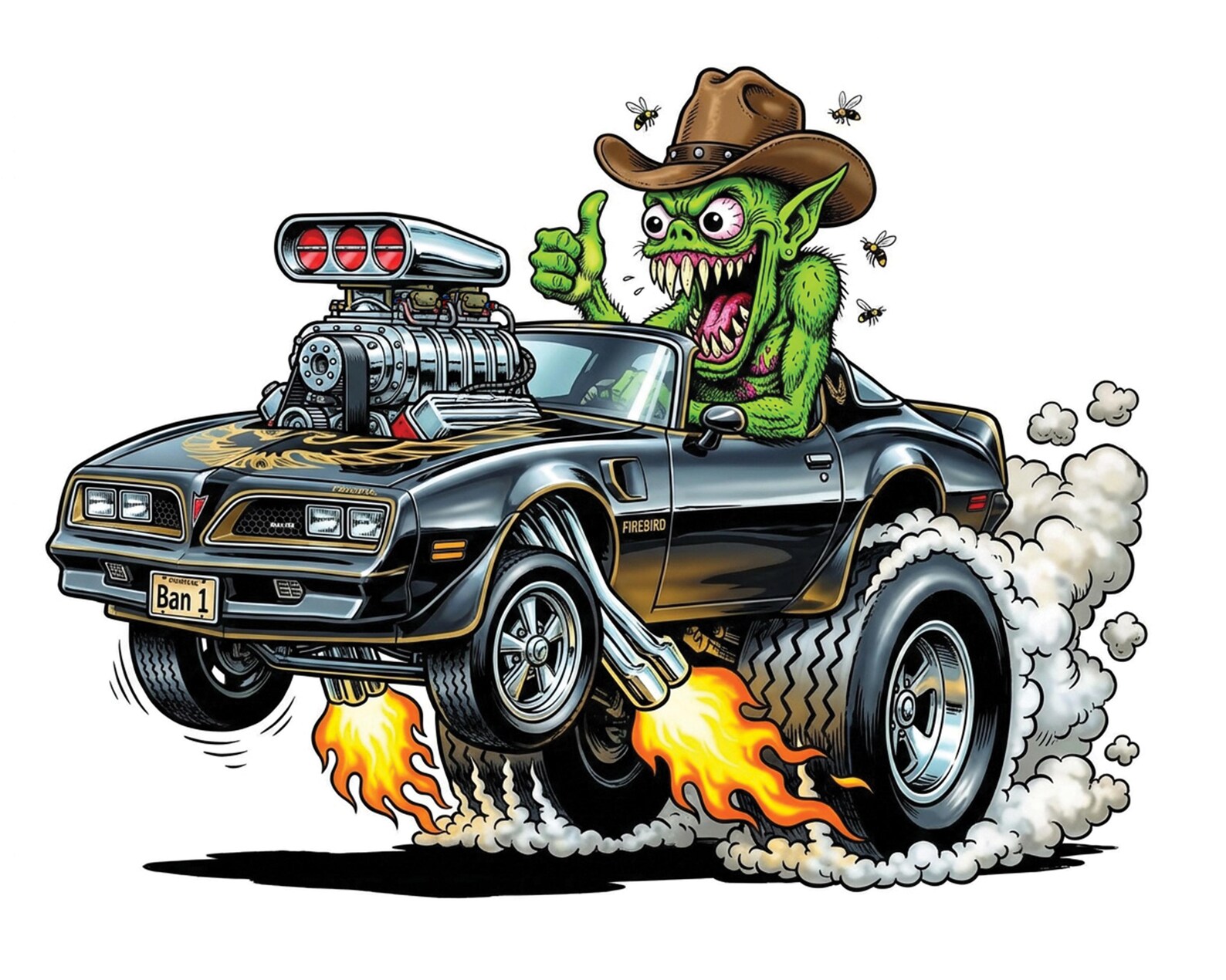 The Bandit 5x3 Vinyl Sticker | Hot Rod Art & Kustom Kulture - Etsy