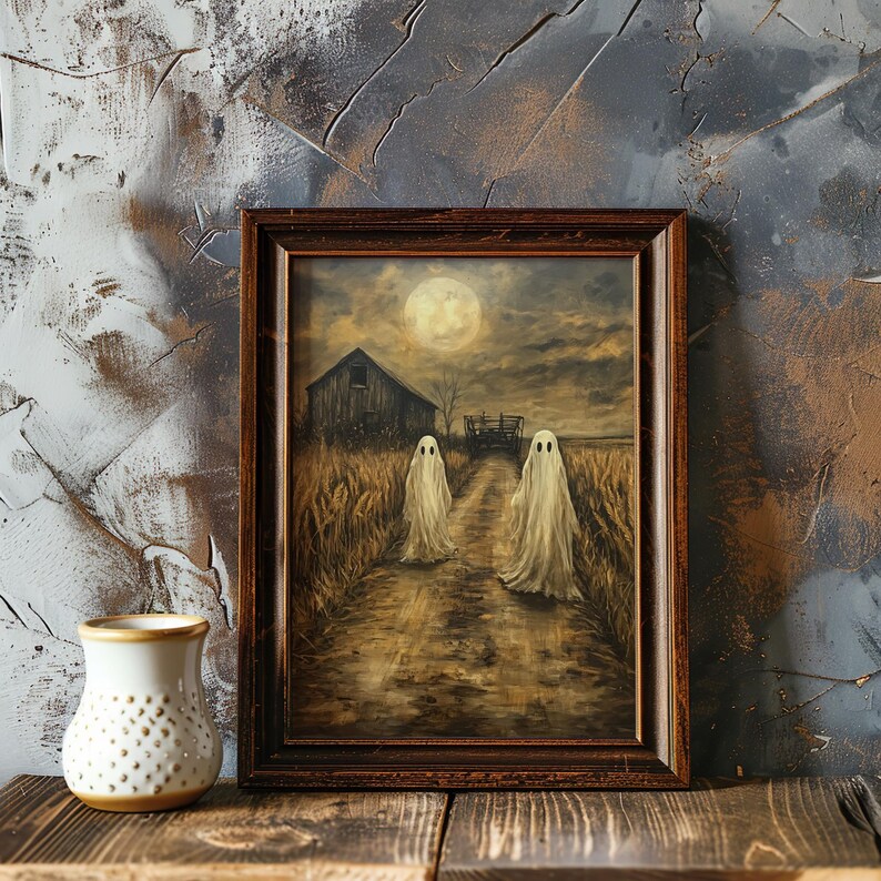 Spooky Farmhouse Wall Art Rustic Ghost Print Halloween Haunted Country ...
