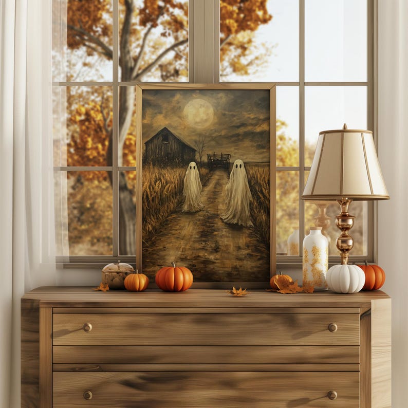 Spooky Farmhouse Wall Art Rustic Ghost Print Halloween Haunted Country ...