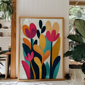 Bold Abstract Floral Art Print | Colorful Modern Botanical Wall Decor ...