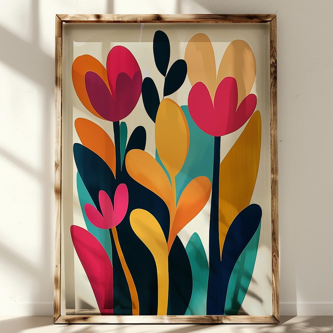 Bold Abstract Floral Art Print | Colorful Modern Botanical Wall Decor ...