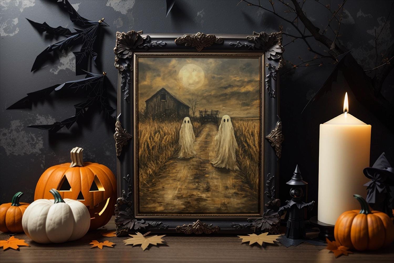 Spooky Farmhouse Wall Art Rustic Ghost Print Halloween Haunted Country ...