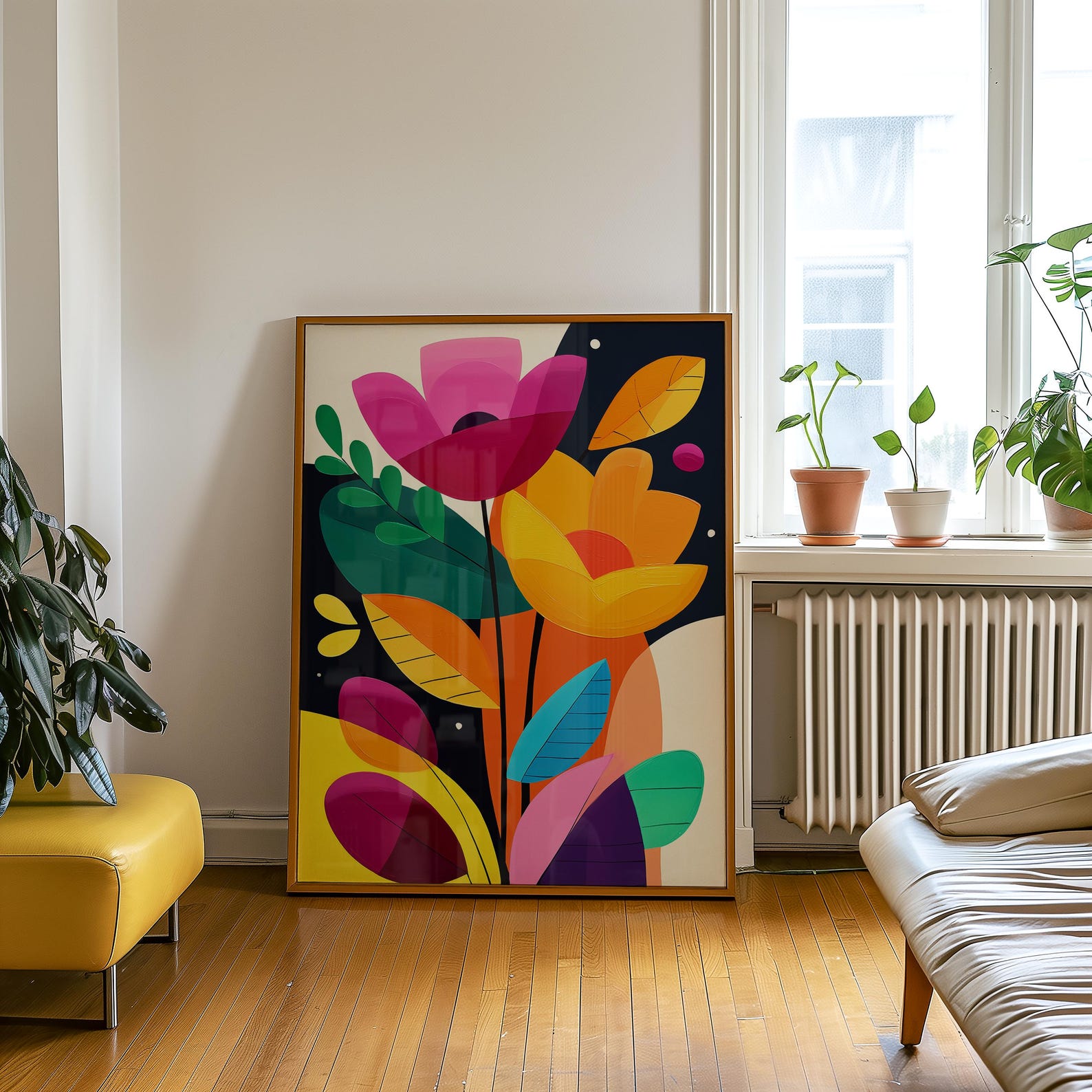 Pop Art Flower Print, Modern Botanical Art, Vibrant Floral Poster ...