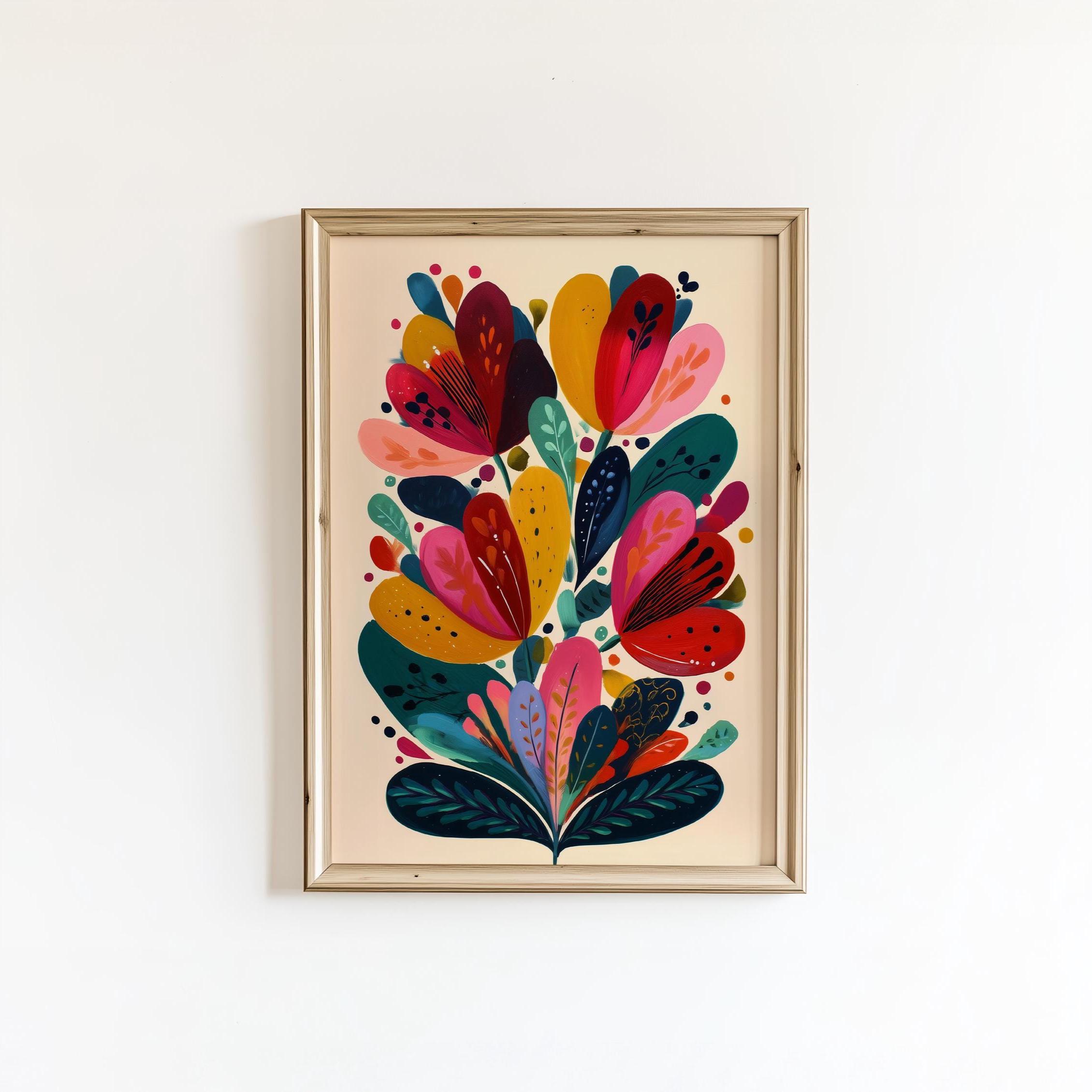 Bold Abstract Floral Digital Wall Art, Scandi Boho Inspired Design ...