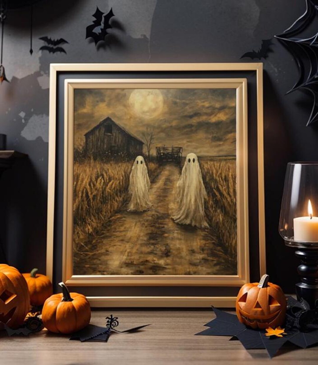 Spooky Farmhouse Wall Art Rustic Ghost Print Halloween Haunted Country ...