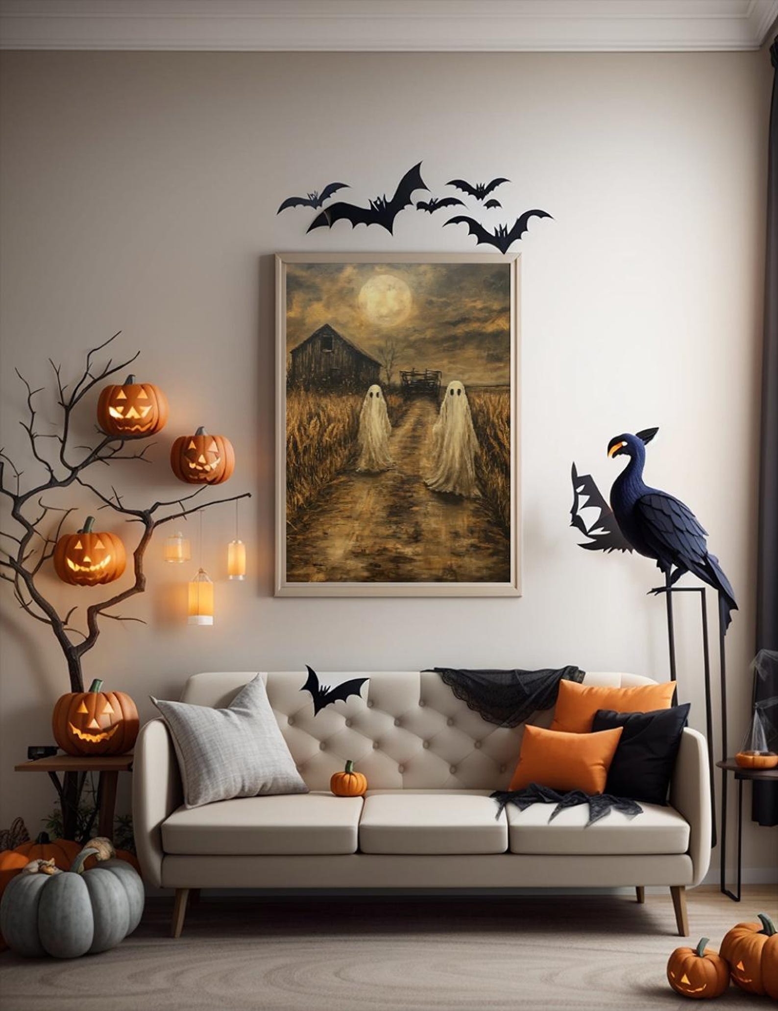Spooky Farmhouse Wall Art Rustic Ghost Print Halloween Haunted Country ...