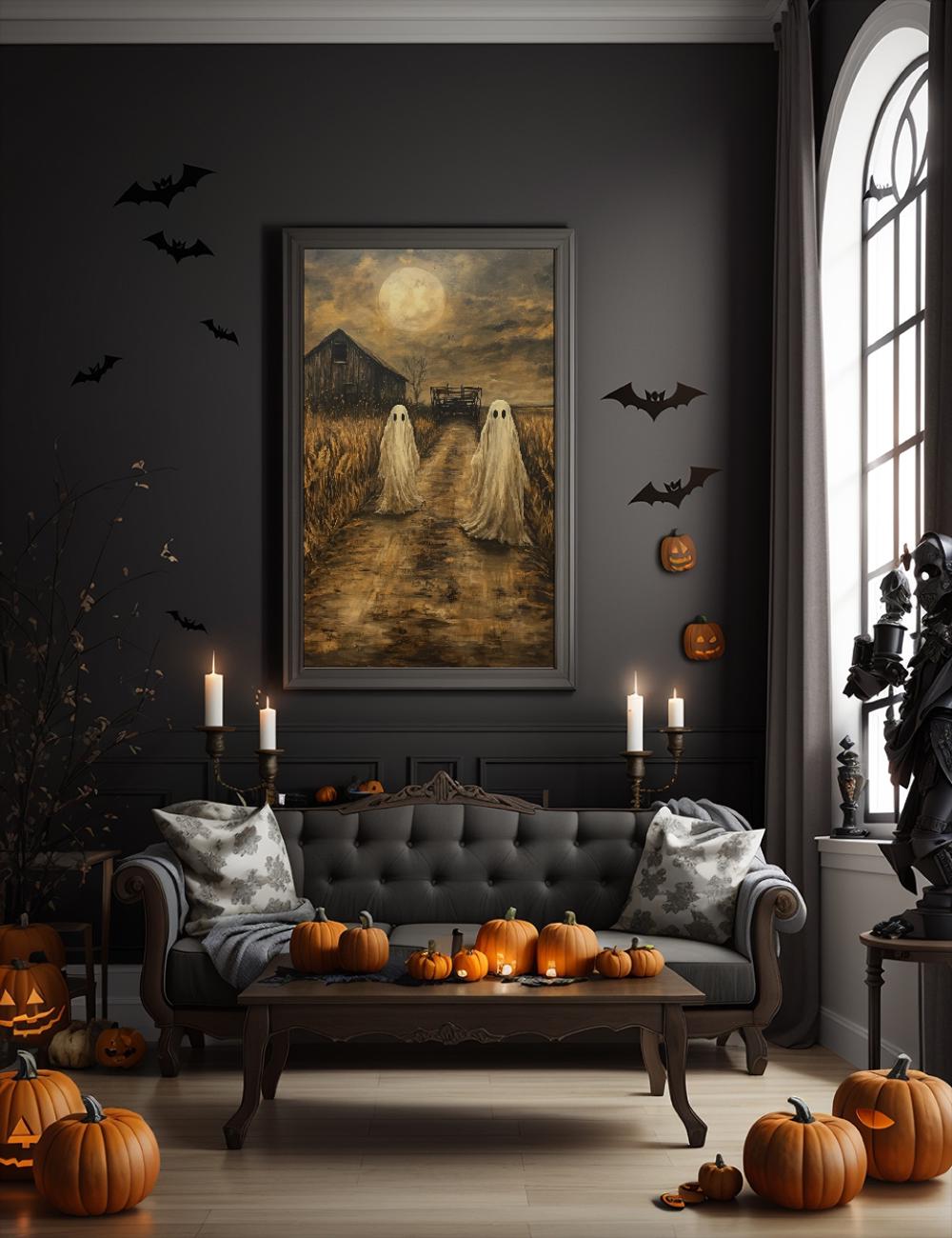 Spooky Farmhouse Wall Art Rustic Ghost Print Halloween Haunted Country ...