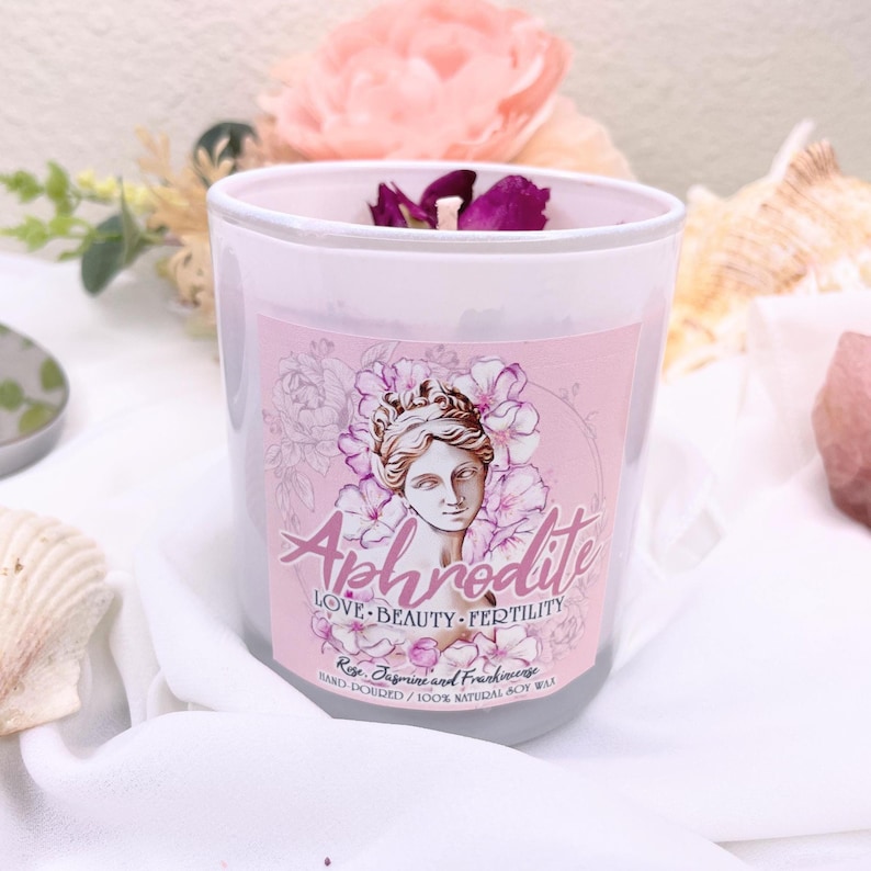 Aphrodite Goddess Candle: Rose, Jasmine & Frankincense Scent - Etsy