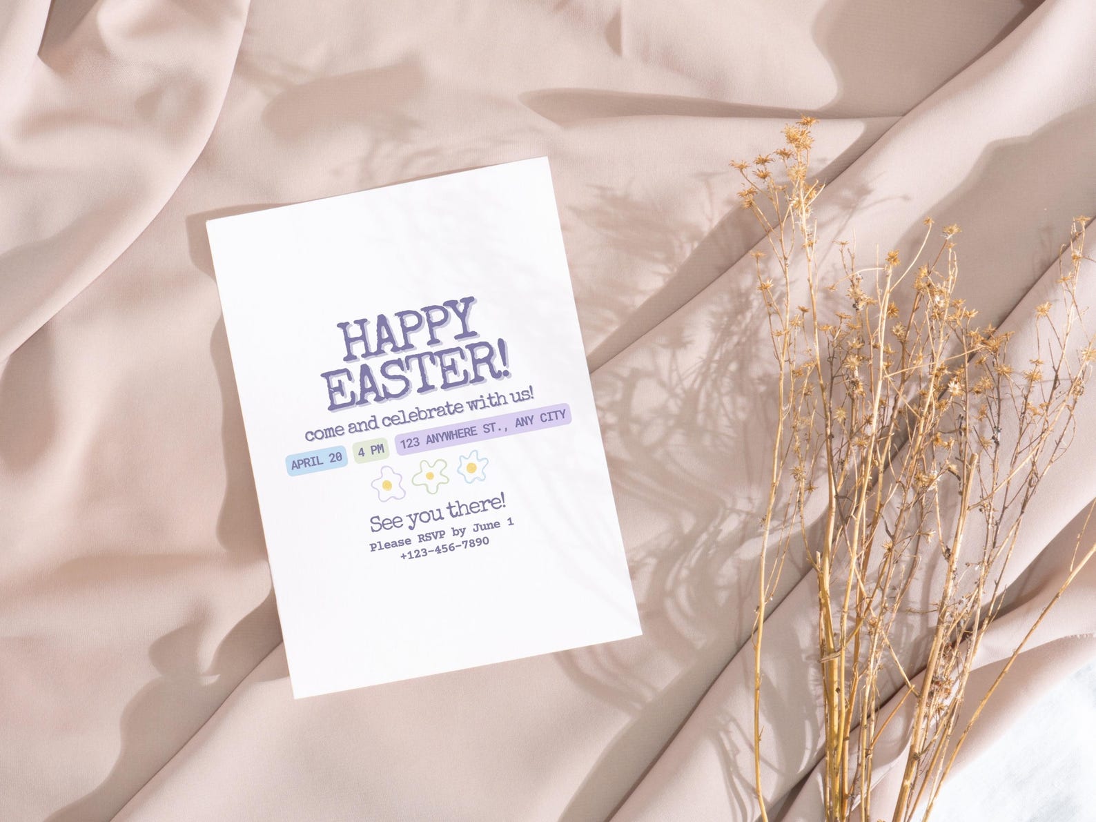 Editable Floral Easter Event Invitation, Easter Party Invite, Pastel ...