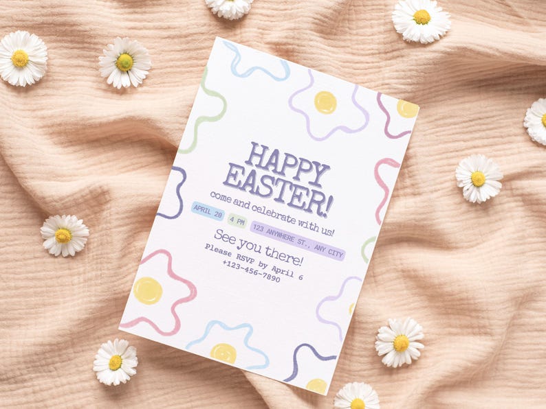 Editable Floral Easter Event Invitation, Easter Party Invite, Pastel ...