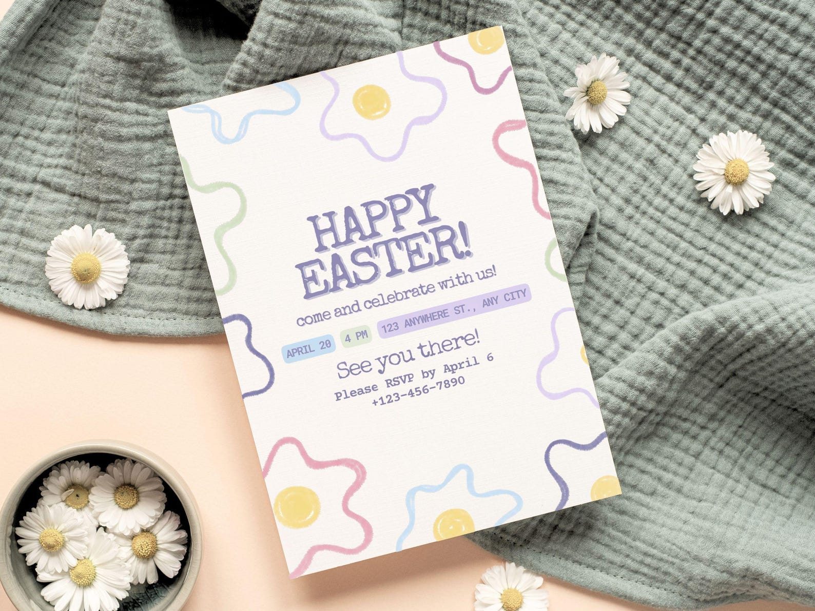 Editable Floral Easter Event Invitation, Easter Party Invite, Pastel ...