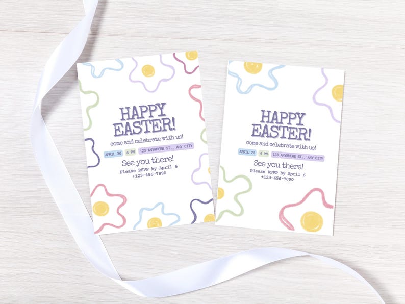 Editable Floral Easter Event Invitation, Easter Party Invite, Pastel ...