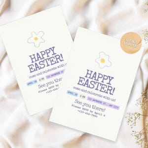 Editable Floral Easter Event Invitation, Easter Party Invite, Pastel ...