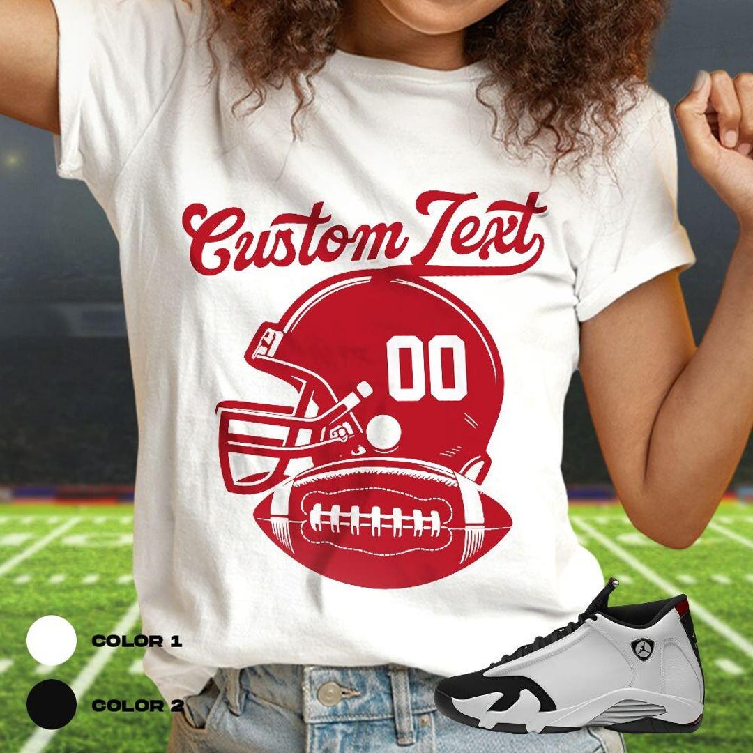 Number Football Custom AJ 14 Black Toe Unisex Tshirt Match Sneaker ...