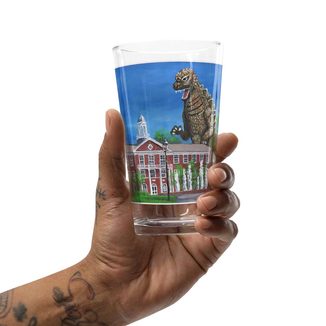 Elon University & Godzilla Shaker Pint Glass - Etsy