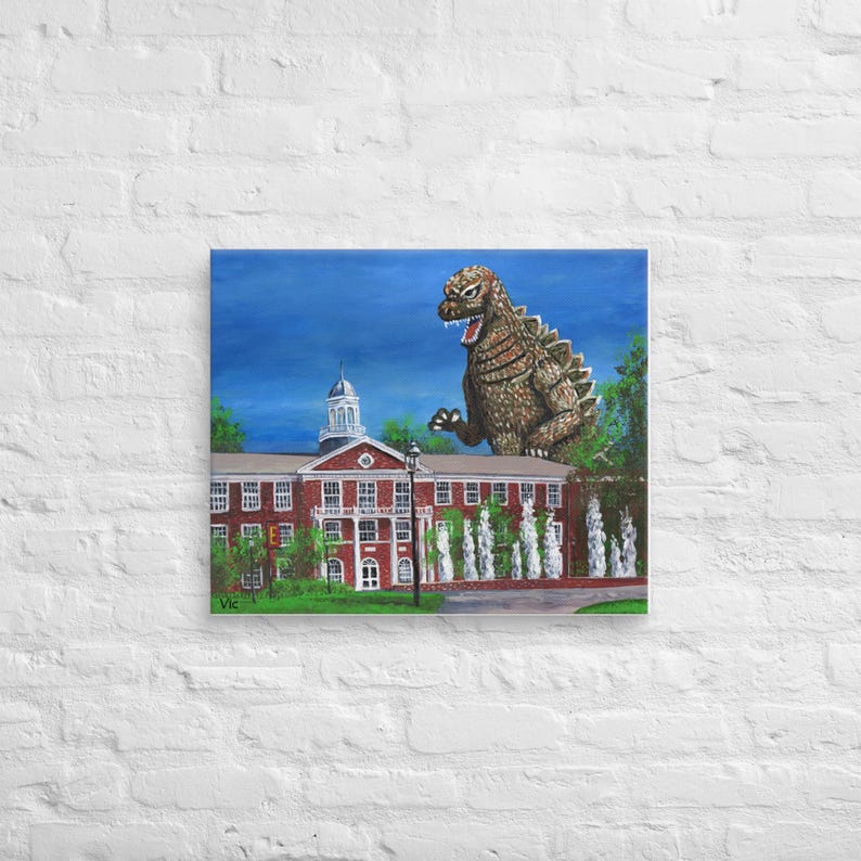 Elon University & Godzilla Canvas Print - Etsy