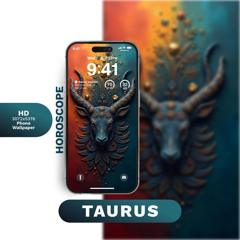 Taurus Zodiac Phone Wallpaper | Digital Horoscope Background for Mobile ...