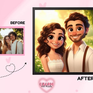 Custom Portrait Pixar Wedding Personalized 3d Cartoon Photo Pixar Style ...