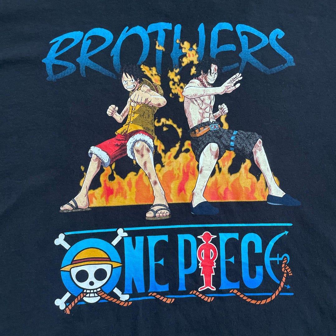 Vintage 2000s One Piece Monkey D Luffy Ace Portgas D Anime Black T ...