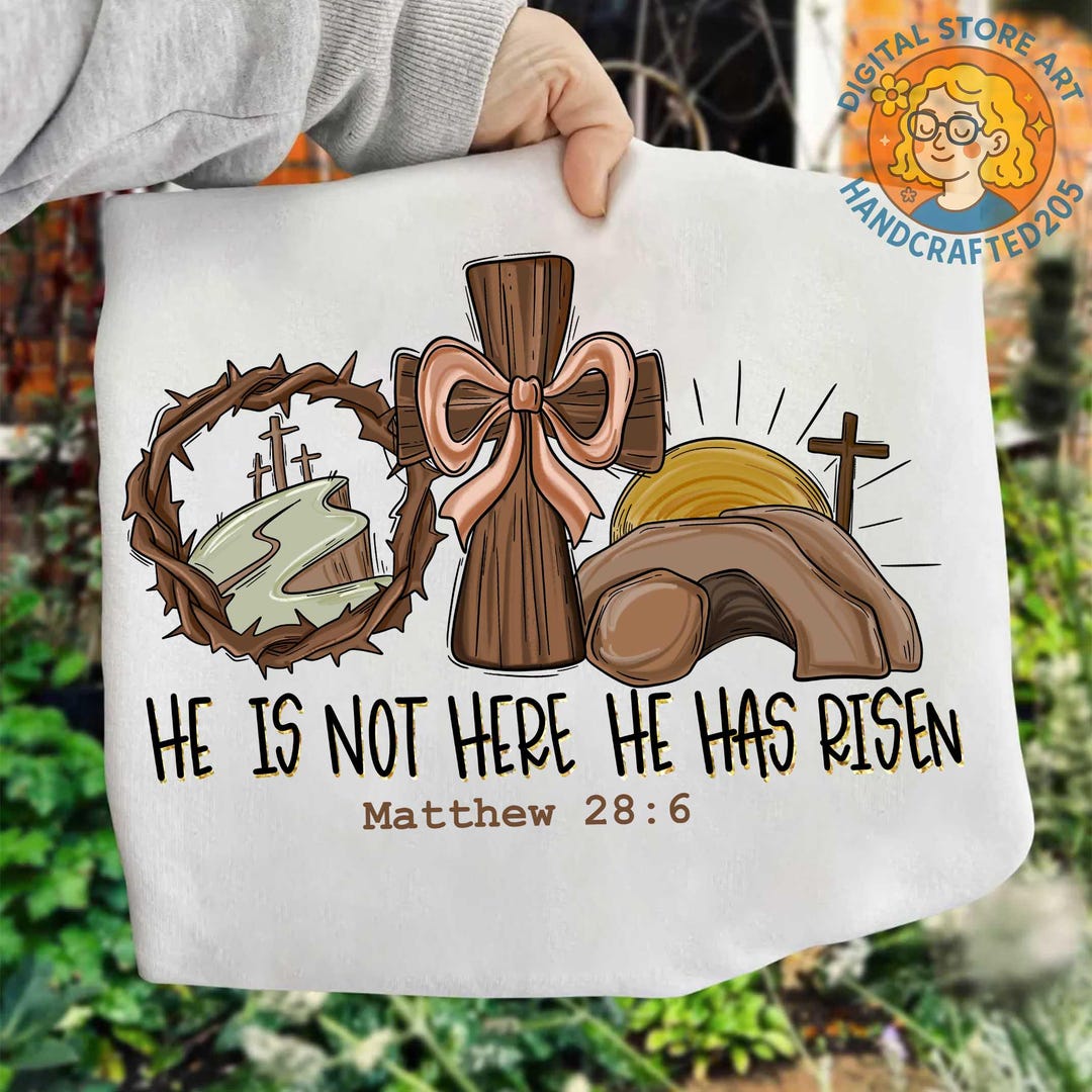 He is Not Here He Has Risen Png, Matthew 28:6, Risen Png, Vintage ...