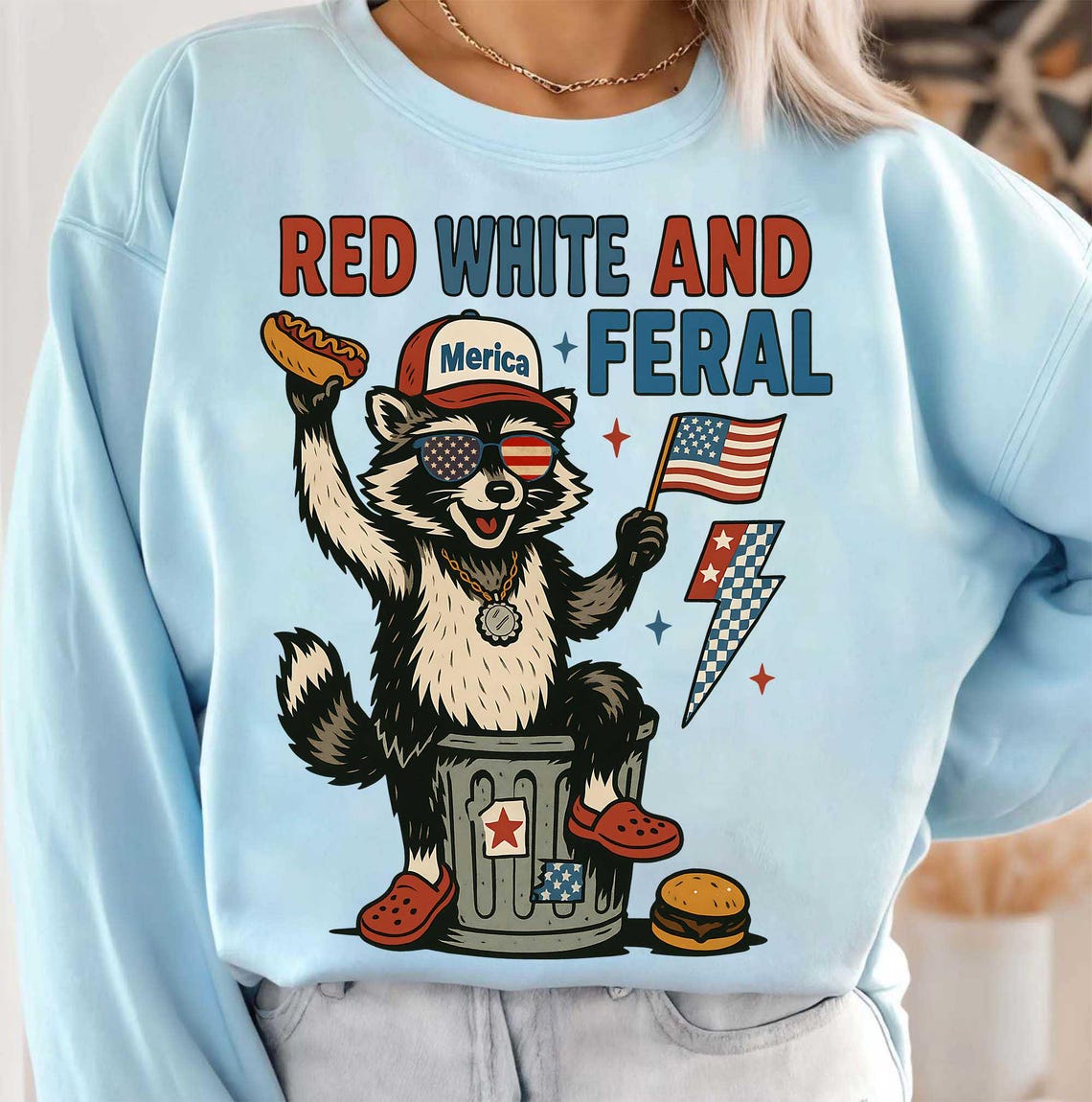 Red White and Feral Png, 4th of July Png, Funny Raccoon 4th of July Png ...