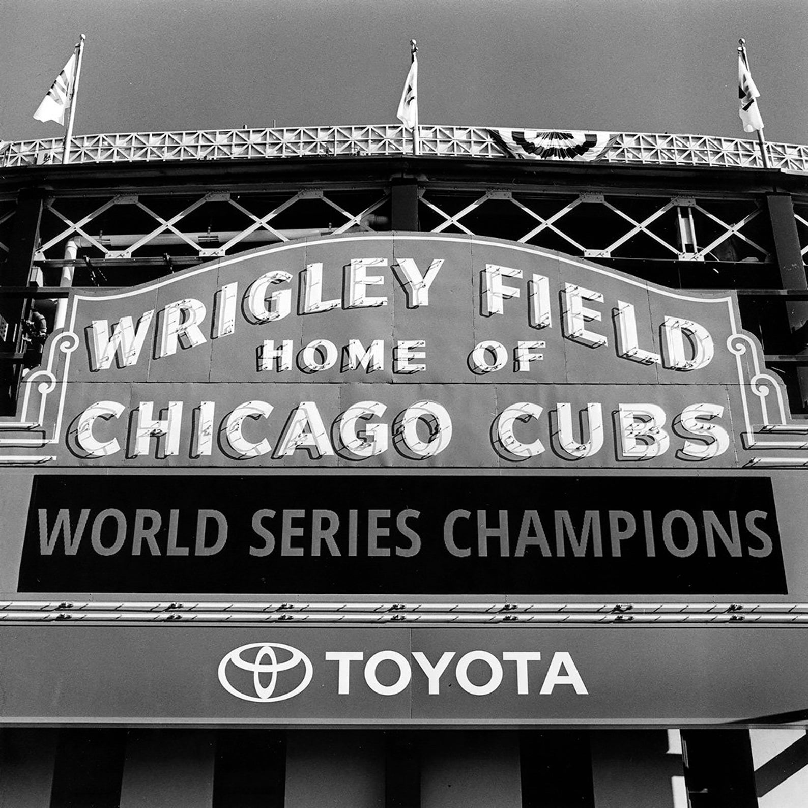 Wrigley Field Sign in Chicago: Black and White Photo - Etsy
