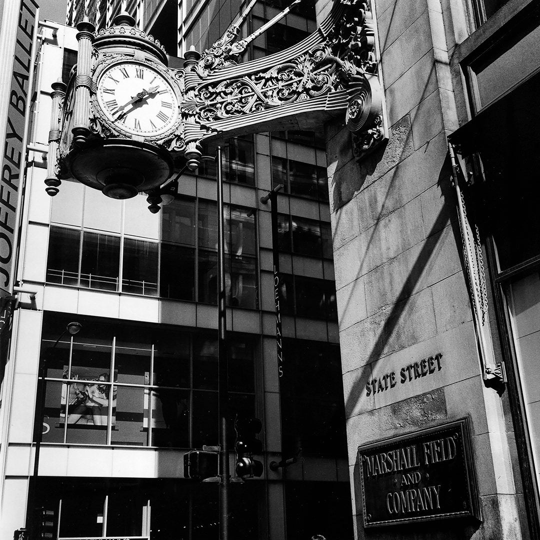 Marshall Field Sign and Clock in Chicago: Black and White Photo - Etsy