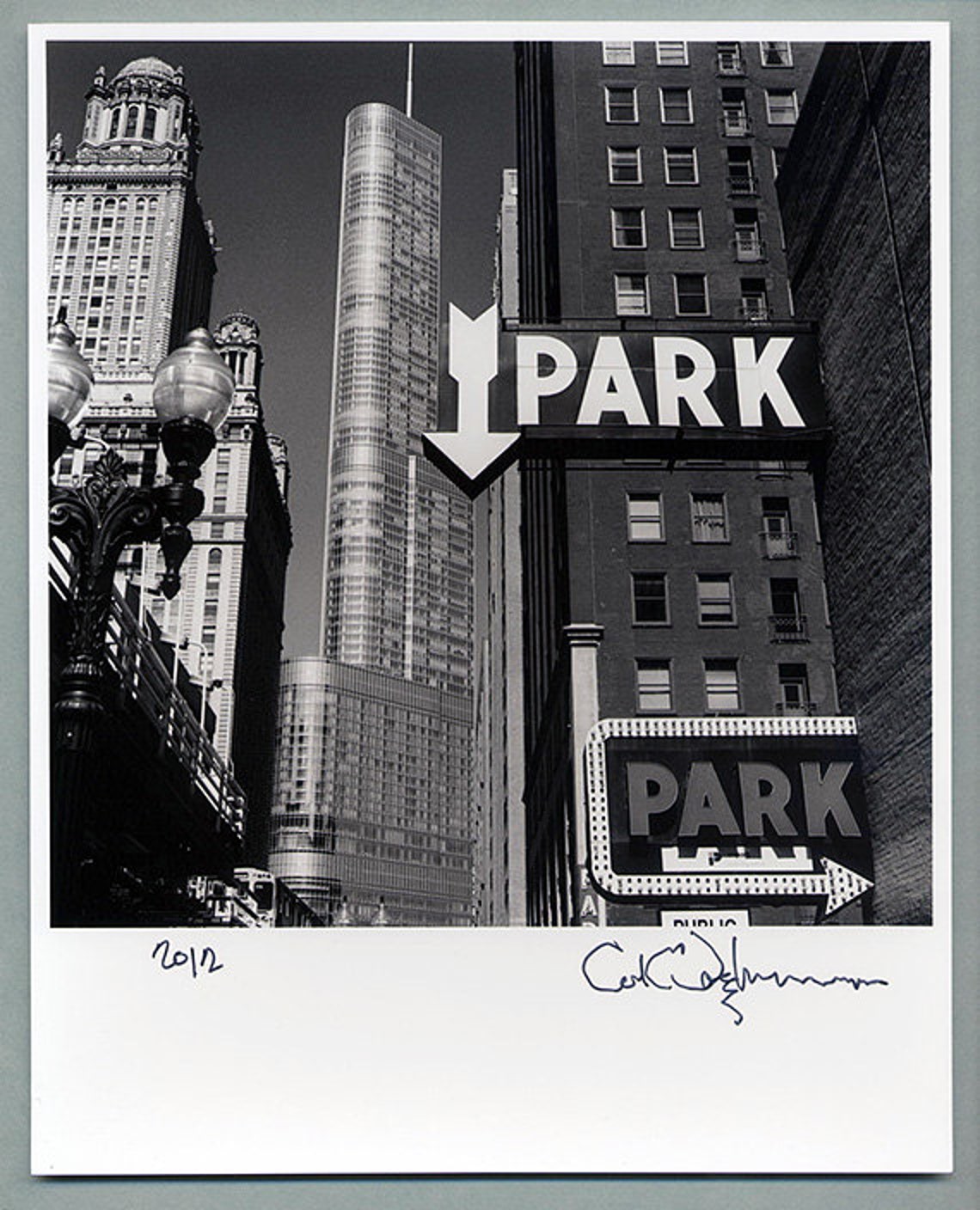 Chicago, 'park' Signs and Trump Tower: Black and White Photo - Etsy