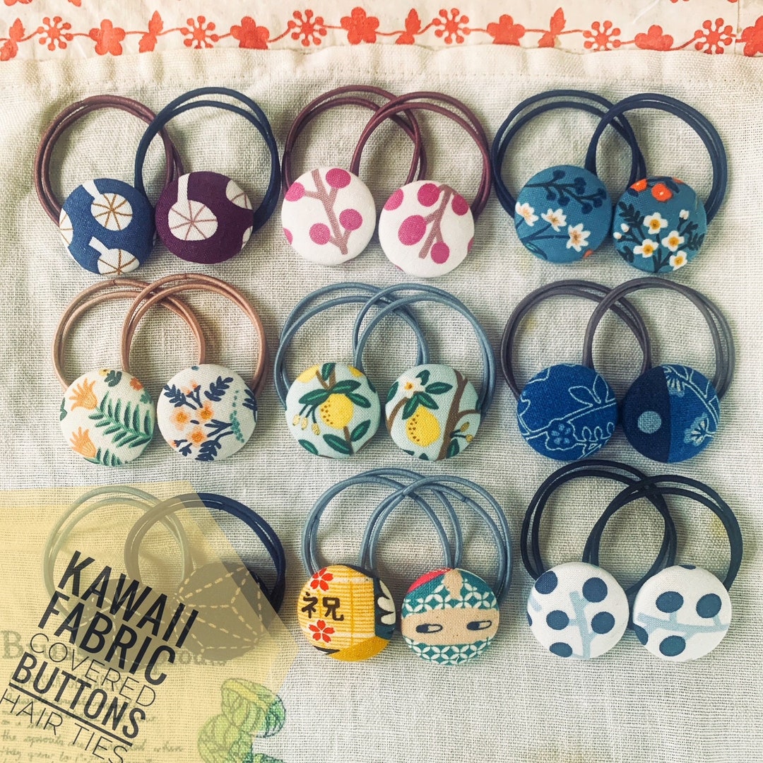 Set of 2 Handmade Hair Ties / Ponytail Holders / Elastic Hair Bands ...