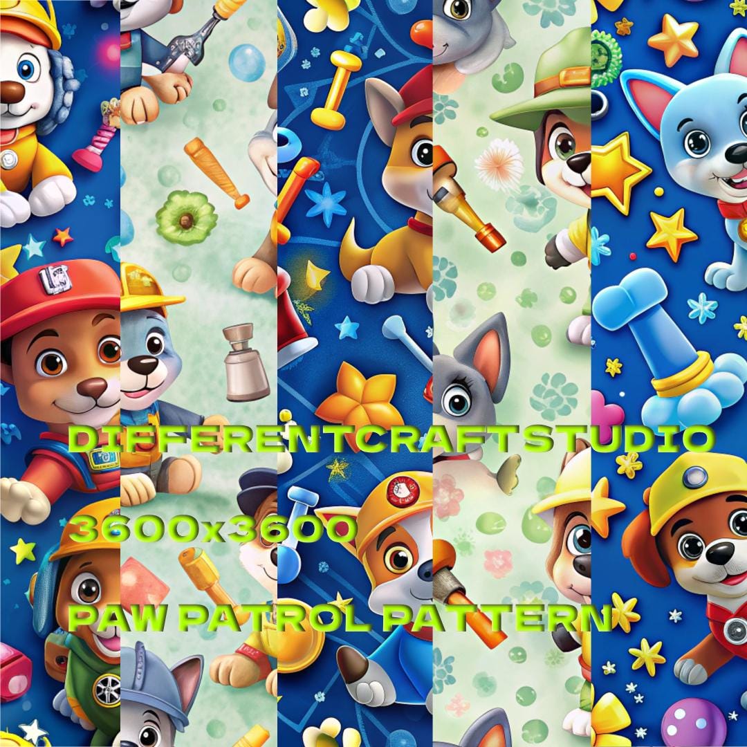 Paw Patrol Pattern 10 Pieces, Paw Patrol Png, Paw Patrol Scrapbook Paw ...
