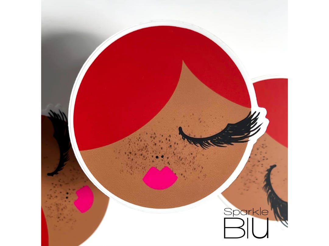 Ginger, Red Hair Freckles Woman Sticker, Waterproof Vinyl Sticker ...