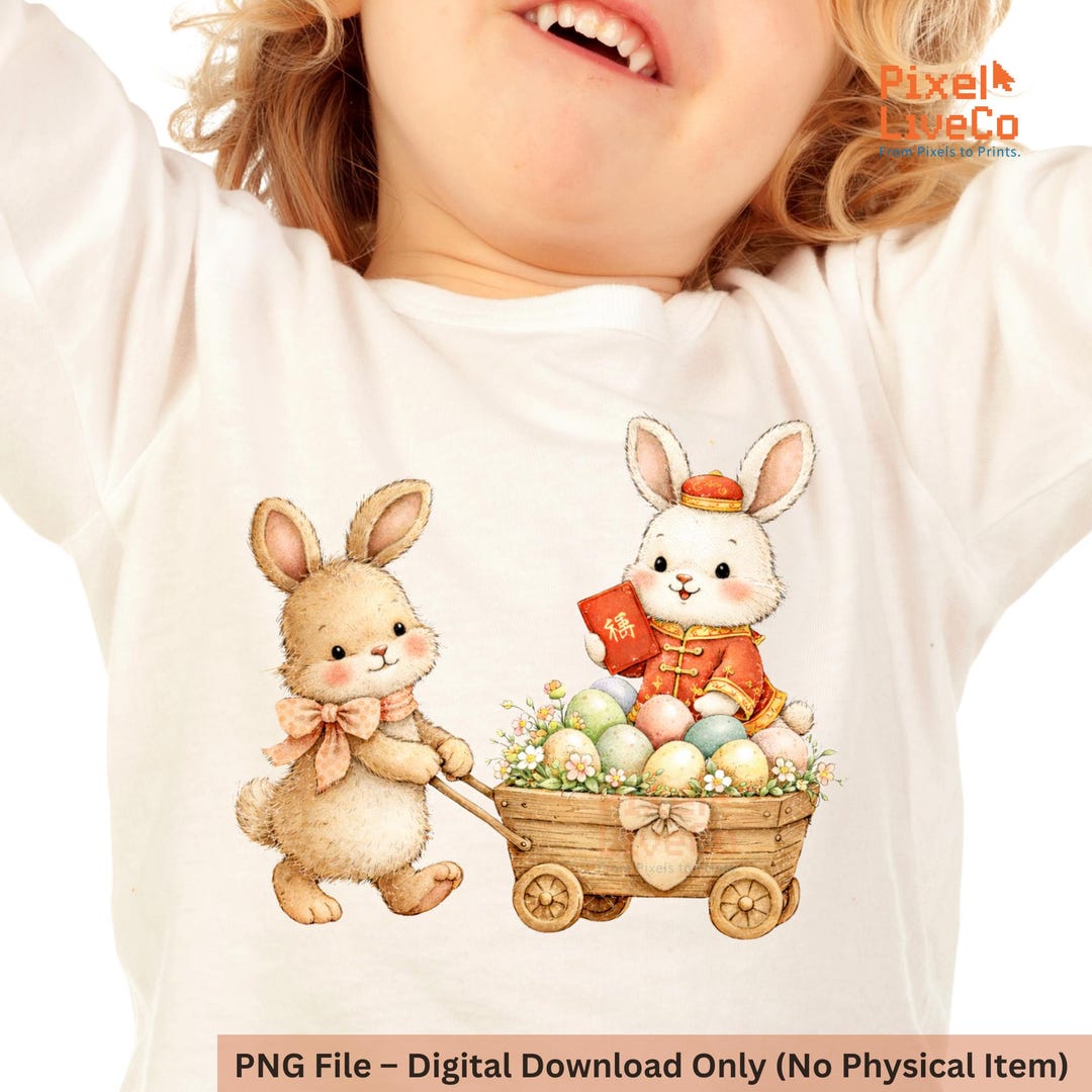 Bunny Easter Wagon Clipart PNG (digital Download 300dpi) - Etsy