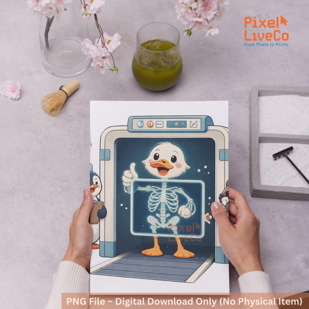 Funny Duck X Ray Illustration PNG Medical Cartoon Clipart (digital ...