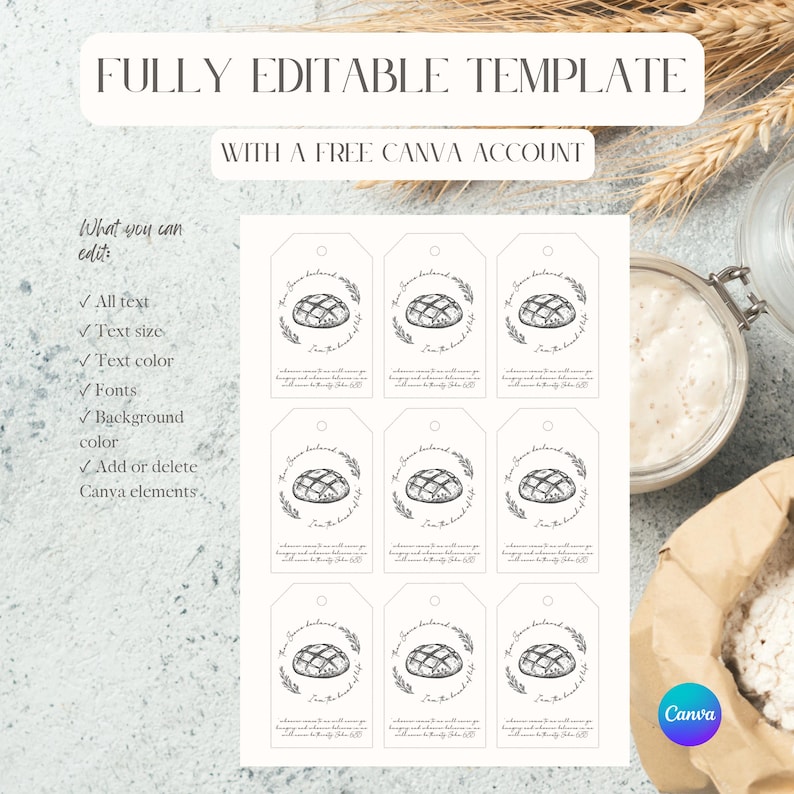 Sourdough Bread Gift Tag – Printable Bread of Life John 6:35 Bible ...