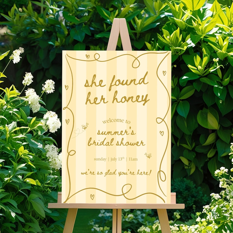 She Found Her Honey Bridal Shower Sign – Found Her Honey Sign, Editable ...