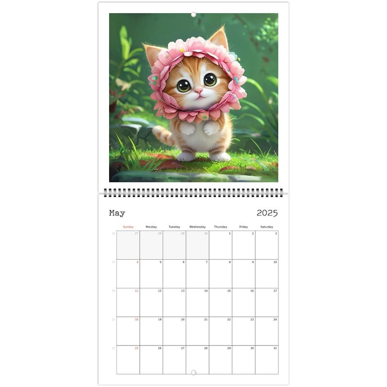 Cute Orange Kitten Wall Calendar 2025 (US & CA) - Etsy