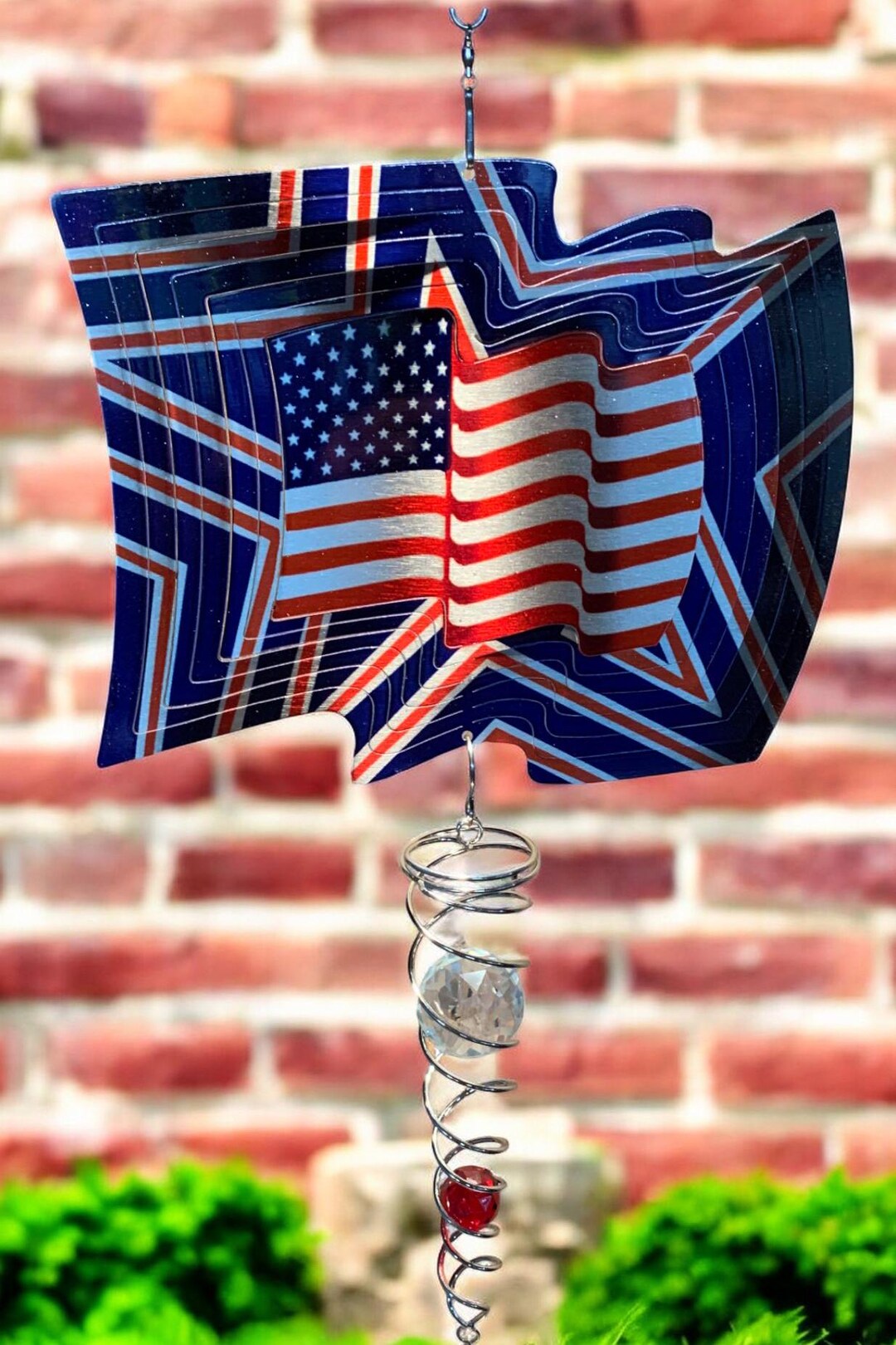 6" American Flag Wind Spinner With Red Twister Tail - Etsy