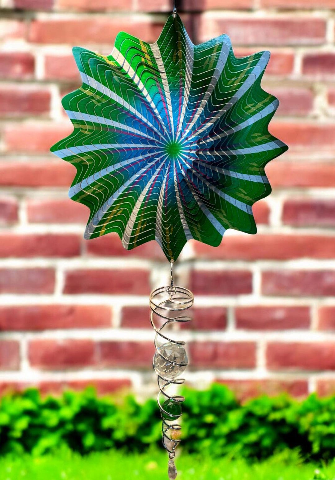 12" Vortex Splash Wind Spinner With Green Twister Tail - Etsy