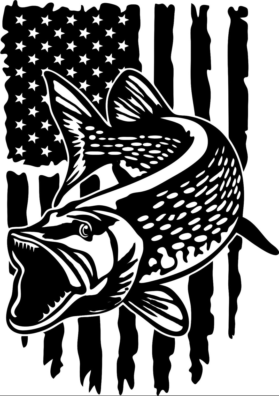 American Flag Northern Pike Sticker | Truck Decal | Tumbler Sticker ...