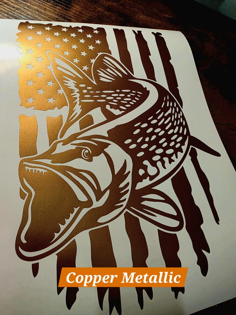 American Flag Walleye Sticker: Car, Truck, Tumbler Decal - Etsy
