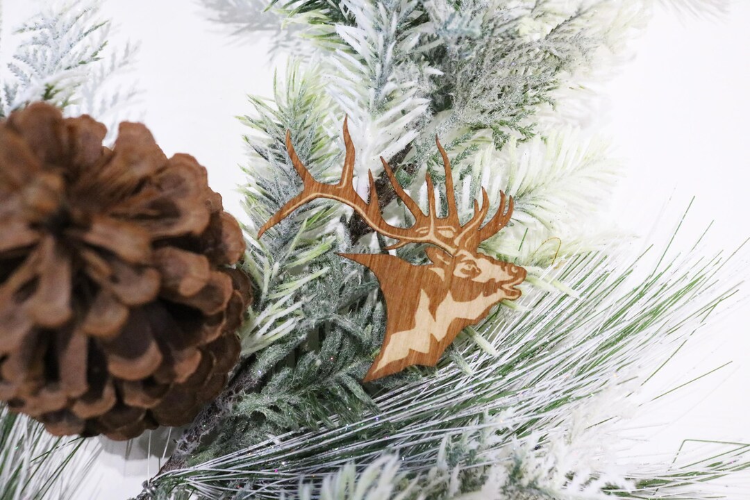 Elk Wood Sticker | Engraved Wood Veneer Peel & Stick | Laser Cut ...