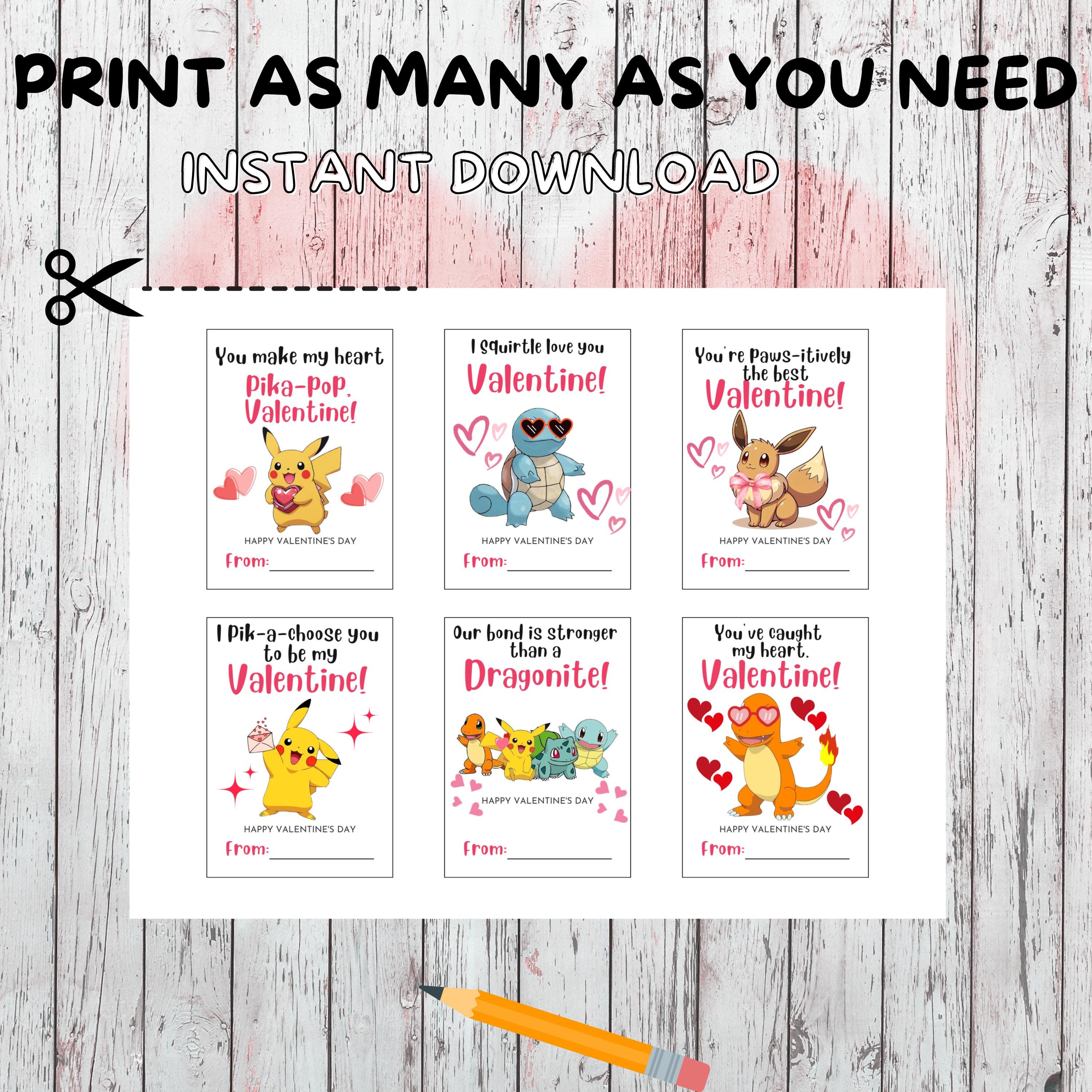 Pokémon Valentine's Day Cards, Pikachu, Eevee (digital Download) - Etsy