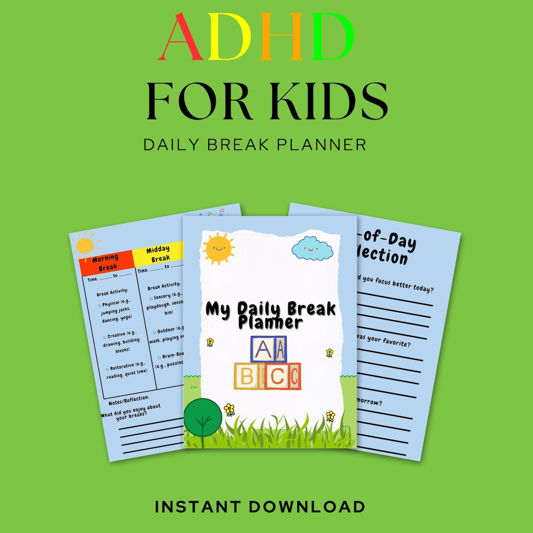 ADHD Daily Break Planner for Kids, ADHD Journal, ADHD Workbook ...