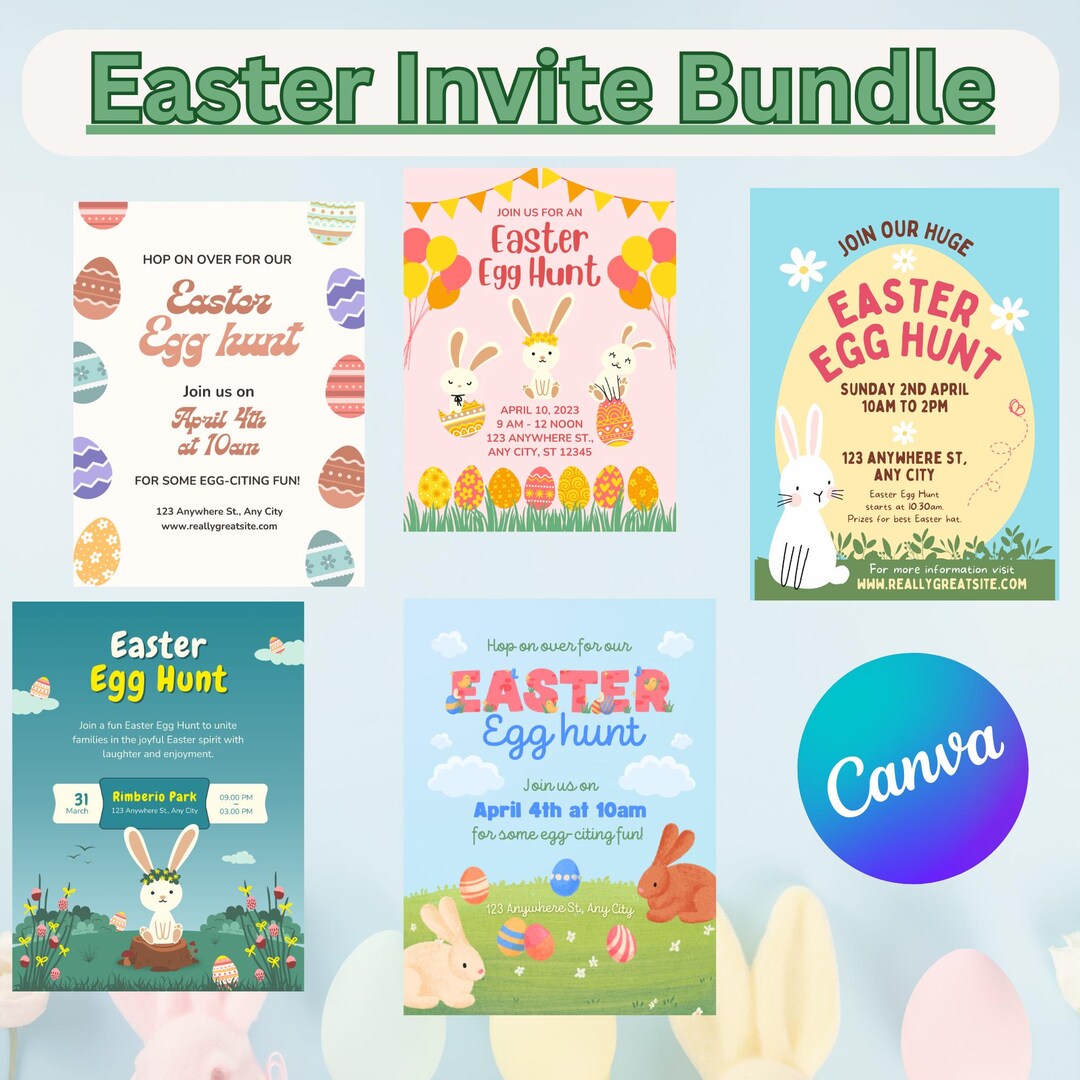 Easter Invitation Bundle, Bunny Invite, Easter Brunch Flyer, Easter ...
